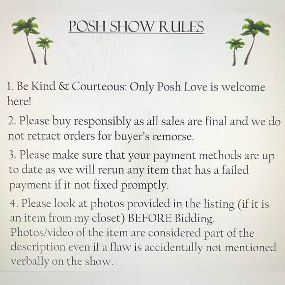 Bags | Posh Show Live Rulesread Before Bidding | Poshmark